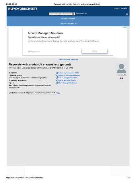 Requests With Modals If Clauses And Gerunds Worksheet Pdf