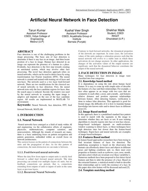 pdf artificial neural network in face detection