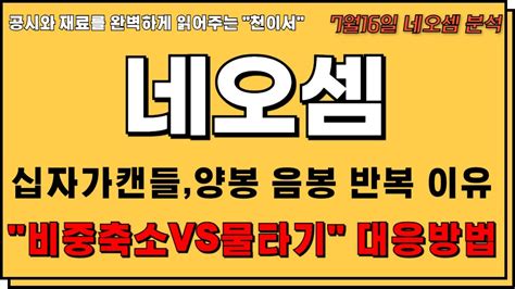 네오셈 주가전망 십자가 캔들 양봉 음봉 반복 이유 비중축소 Vs 물타기 상세대응 공개 네오셈 네오셈분석 Youtube