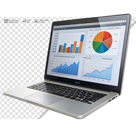 laptop displaying financial charts and graphs premium ai generated psd