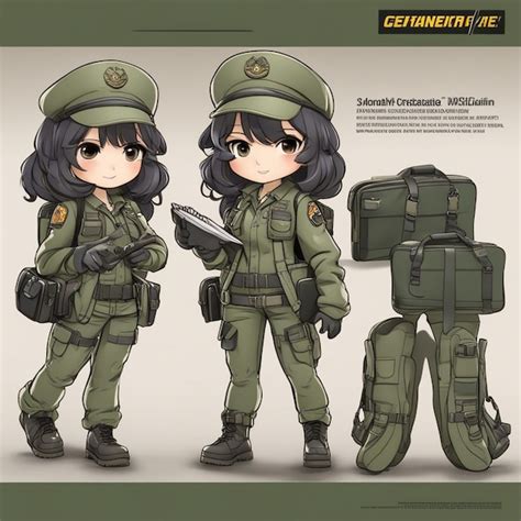 Premium Ai Image A Chibi Cartoon Tyle3dbrazilian Army Character Girl With Gun Jacket Using A