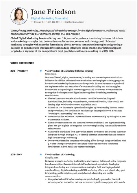 Marketing Cv Examples And Templates Visualcv