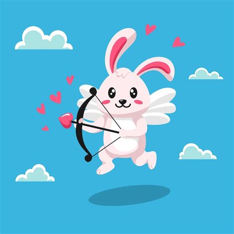 Premium Vector Flat Illustration Of Bunny Cupid Love Valentines