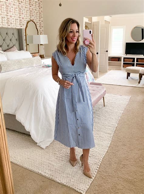 Amazon Fashion Faves White Striped Dress Outfit Blue Summer Dress
