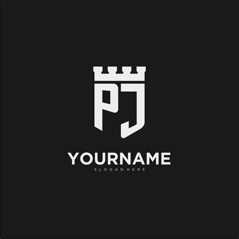 Initials Pj Logo Monogram With Shield And Fortress Design 27933706