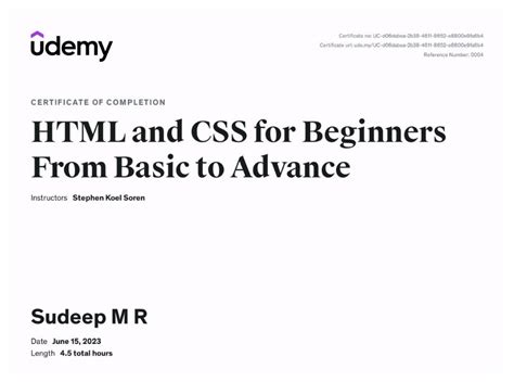Sudeep M R On Linkedin Html Css Udemycertified