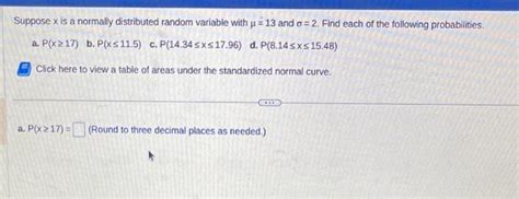 solved suppose x is a normally distributed random variable