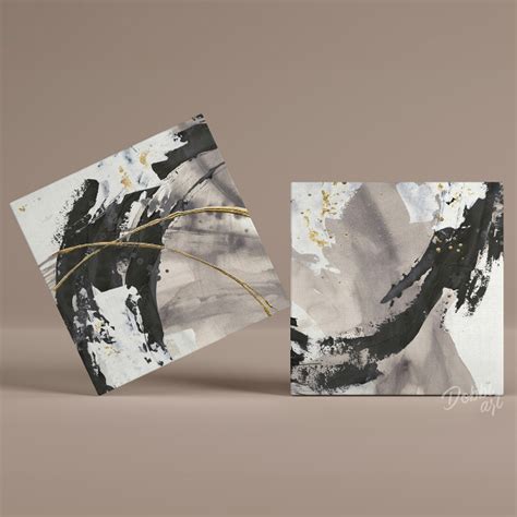 Комплект из двух картин абстракция 40х40 см 2 картины Диптих Картина на подрамнике для