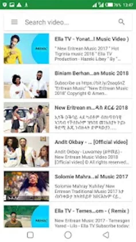 Eritrean Music Video สำหรบ Android ดาวนโหลด