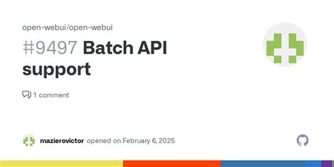Batch Api Support · Issue 9497 · Open Webuiopen Webui · Github
