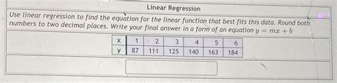Solved Linear Regressionuse Linear Regression To Find The
