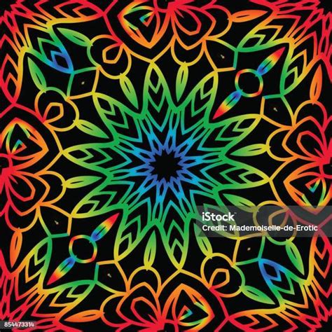 현대적인 디자인으로 완벽 한 배경입니다 만다라 꽃 장식입니다 검정 무지개 색입니다 벡터입니다 인쇄 직물 벽지 디자인 요소 골동품에 대한 스톡 벡터 아트 및 기타 이미지