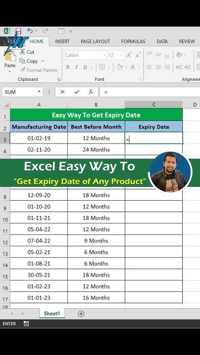 Find The Expiry Date Of Any Product 😮 Excel Edate Function Shorts