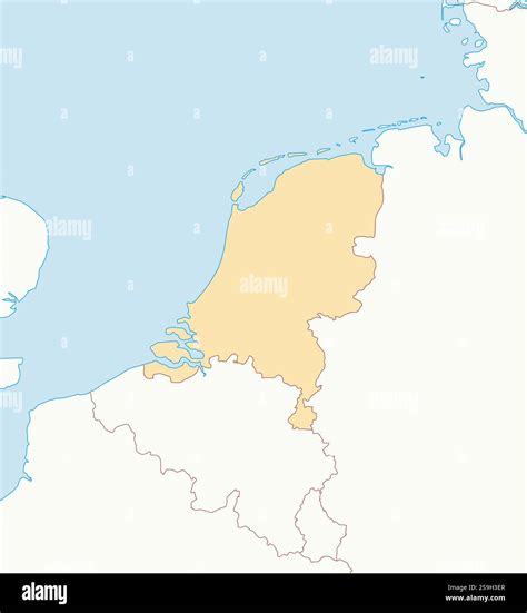 Map Of Netherlands And Nearby Countries Netherlands Is Highlighted