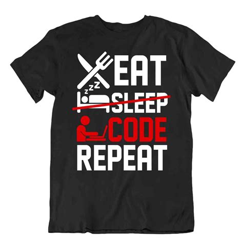 100 Cotton Tshirts Men Tee Eat Code Repeat Tshirt Programmer T Shirt No Spleep Coding Tee Shirt