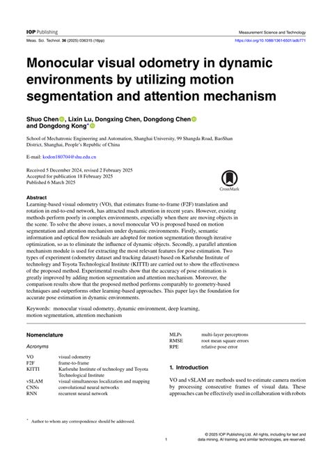 Monocular Visual Odometry In Dynamic Environments By Utilizing Motion Segmentation And Attention