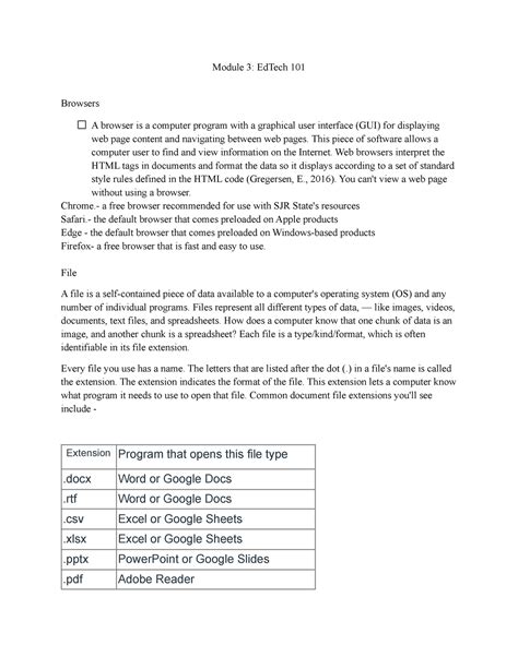 Module 3 Ed Tech 101 Notes On Education Tech Module 3 EdTech 101 Browsers A Browser Is A