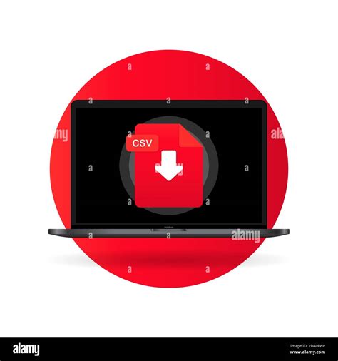 Laptop And Download Csv File Icon Document Downloading Concept Csv