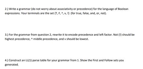 solved 2 write a grammar do not worry about associativity