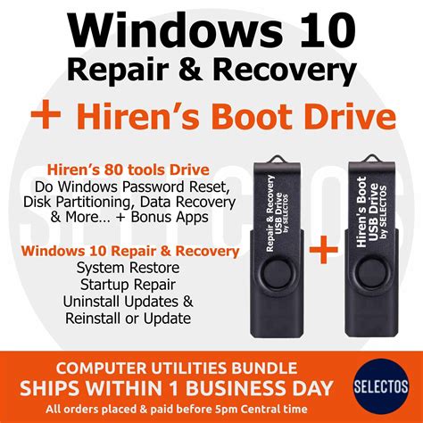 windows 10 repair recovery utility drive plus hiren s boot etsy