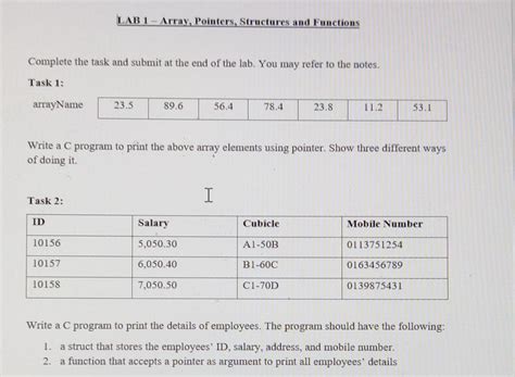 Solved LAB Array Pointers Structures And Functions Chegg