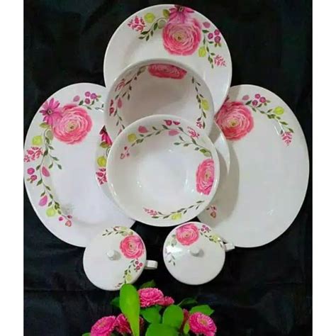 Jual Dinner Set Melamin Motif Cantik And Elegan Onyx Seiv Elona Shopee Indonesia