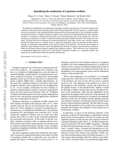 Pdf Quantifying The Nonlinearity Of A Quantum Oscillator
