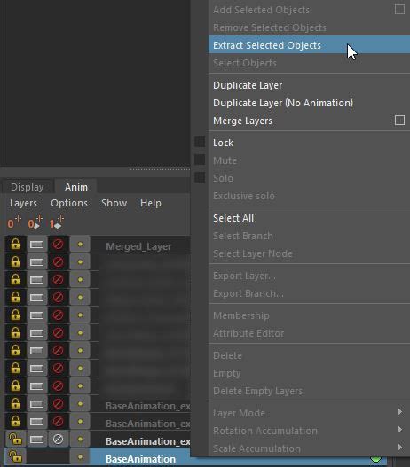 animation layers how to extract animation from base layer not