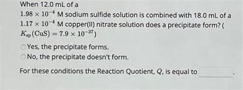 Solved When ML Of A M Sodium Sulfide Solution Chegg Com