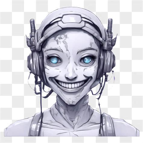 Download Futuristic Humanoid Robot With Headphones Cartoons Online