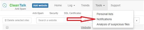 how to set up website event notifications on website