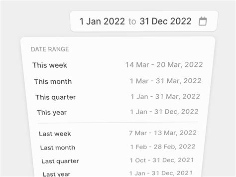 Date Picker Presets Popover By Usrnk1 On Dribbble