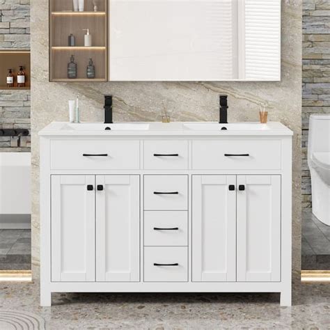 Double Sink 48 Inch Vanities Bathroom Vanities With Tops The Home