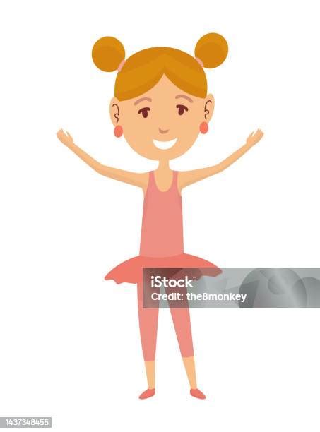 어린이 직업 발레리나 전문 유니폼을 입은 만화 젊은이 귀여운 어린이 직업 벡터 일러스트 레이 션입니다 직업 정장을 입은 소녀