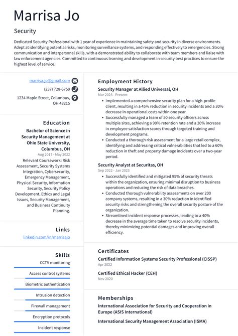 Top 18 Security Resume Objective Examples Resumecat