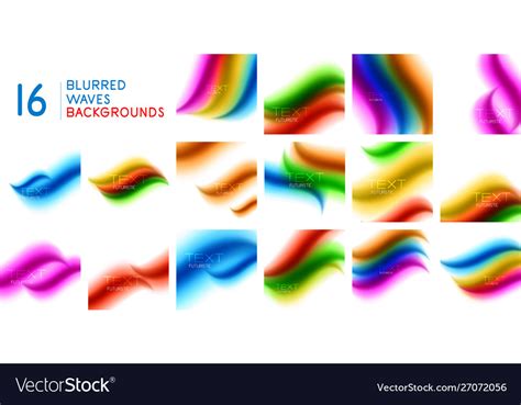 Set Flowing Color Wave Pattern Backgrounds Vector Image