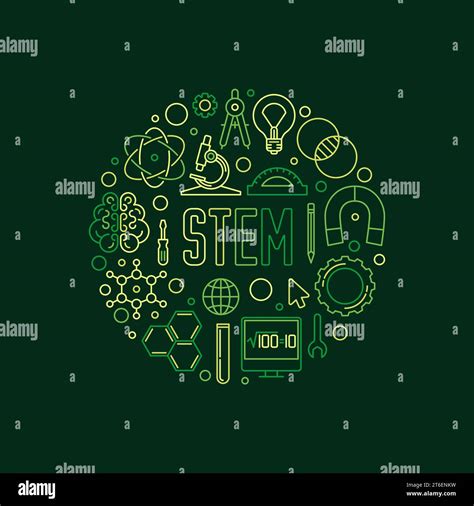 Science Technology Engineering And Mathematics Stem Vector Round Creative Green Banner Or
