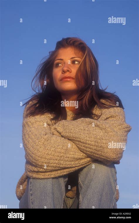 Portrait Of Year Old Hispanic Female Outdoors Stock Photo Alamy