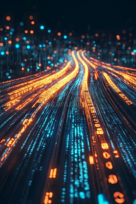 Abstract Data Stream Flow With Bright Lines Representing Modern Technology And Digital