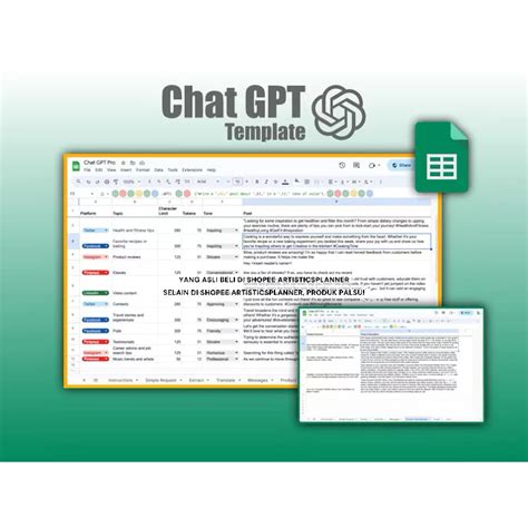 Jual Chat Gpt Template Spreadsheet With Built In Chatgpt By Openai