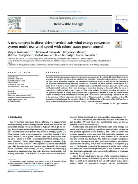 Pdf A New Concept In Direct Driven Vertical Axis Wind Energy Conversion System Under Real Wind
