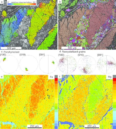 A B Ebsd Maps Of Partly Recrystallized Olivine Porphyroclast Sample