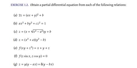 solved exercise 1 2 obtain a partial differential equation