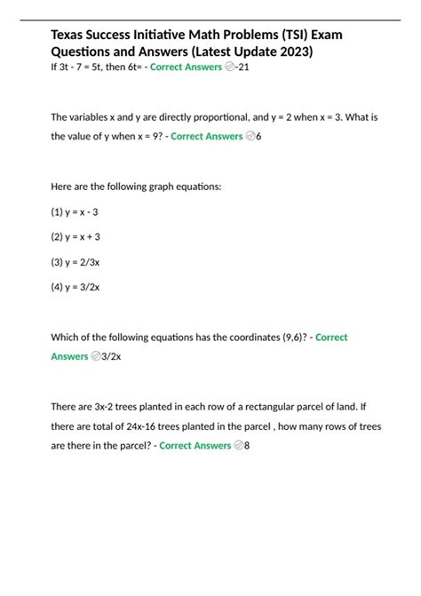 Texas Success Initiative Math Problems Tsi Exam Questions And Answers