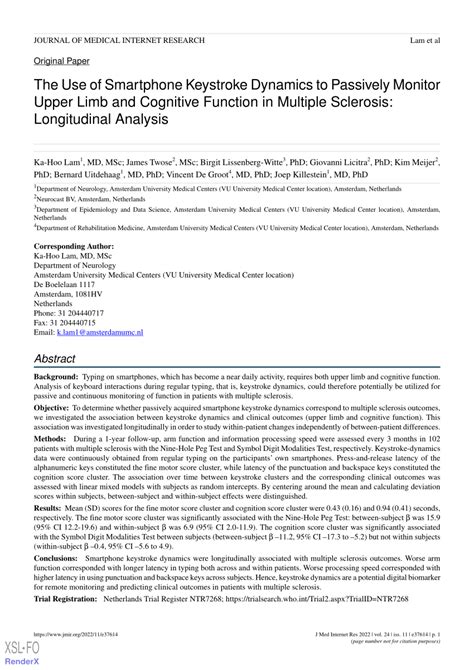 Pdf The Use Of Smartphone Keystroke Dynamics To Passively Monitor