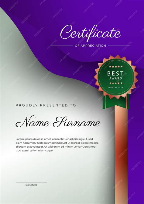 Premium Vector Modern Elegant Certificate Of Achievement Template With Badge And Border