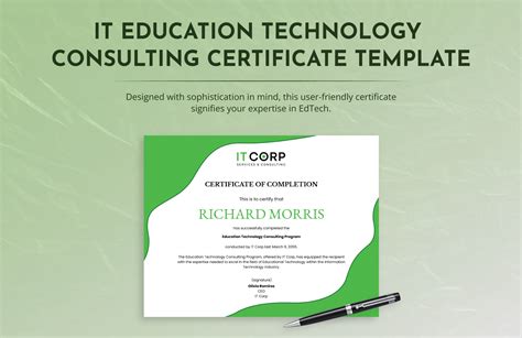 It Education Technology Consulting Certificate Template In Illustrator Word Psd Download