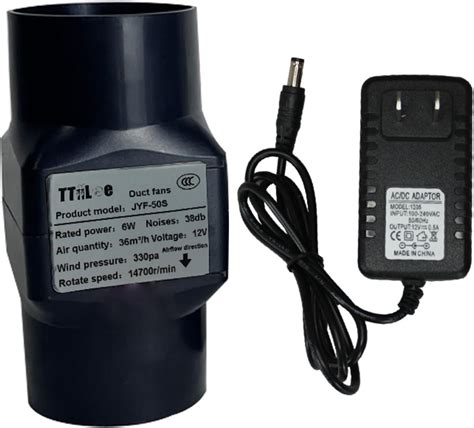 Ttiiloe 2 Inch Vent Fan 12v Inline Duct Fan 50mm Abs Pipe Exhaust Fans 6w 22cfm Air Circulation