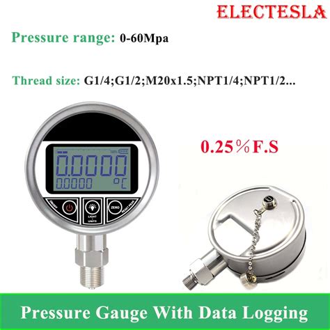 Bar Gas And Liquid Water Supply Industries Digital Pressure Gauge With Data Logging Pressure
