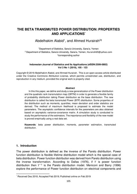 Pdf The Beta Transmuted Power Distribution Properties And Application
